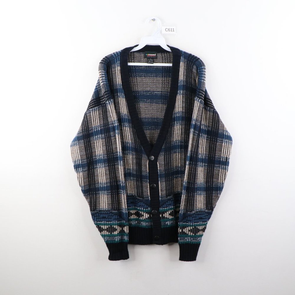 Vintage Ed Bassmaster Plaid Cardigan Sweater - Gem